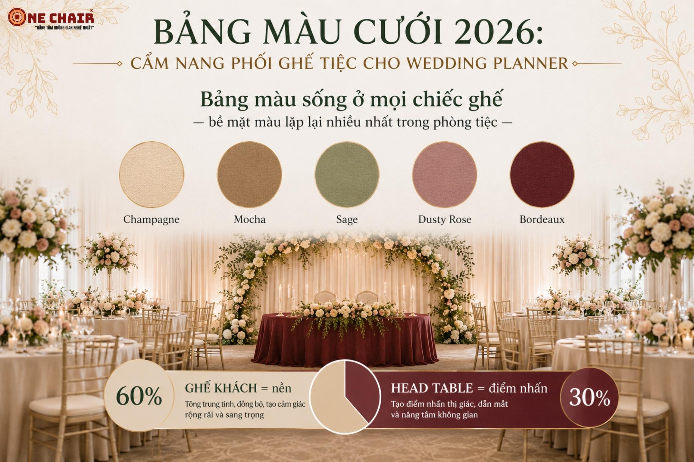 Bảng Màu Cưới 2026: Cẩm Nang Phối Ghế Tiệc Cho Wedding Planner